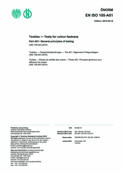 ONORM EN ISO 105-A01:2010 - Textiles - Test for colour fastness - Part ...