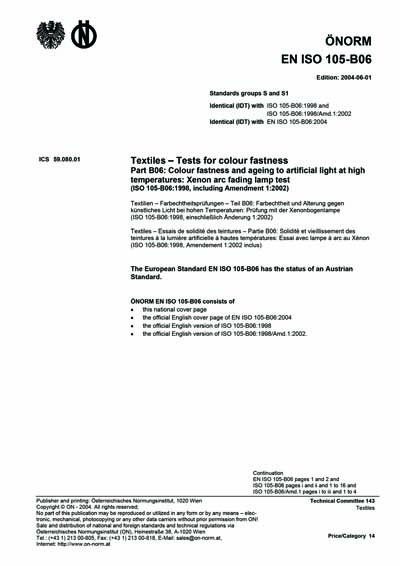 ONORM EN ISO 105-B06:2004 - Textiles - Tests for colour fastness - Part ...