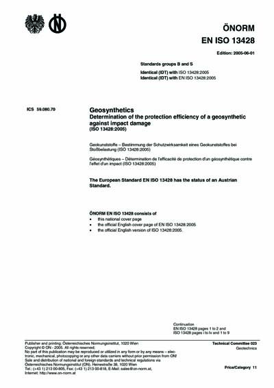 ONORM EN ISO 13428:2005 - Geosynthetics - Determination of the ...