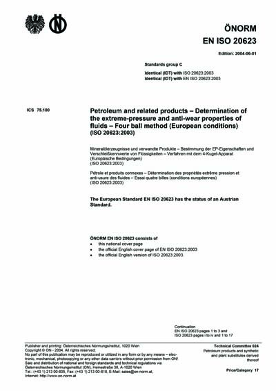 ONORM EN ISO 20623:2004 - Petroleum and related products ...