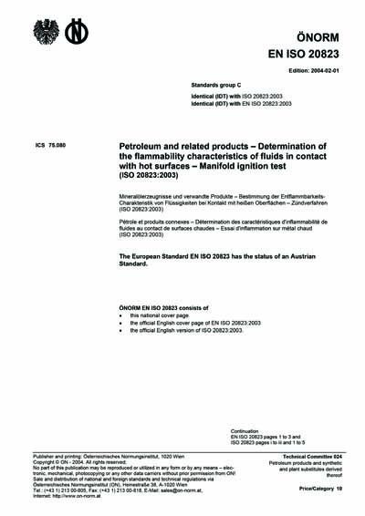 ONORM EN ISO 20823:2004 - Petroleum and related products ...