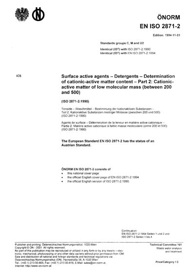 ONORM EN ISO 2871-2:1994 - Surface active agents - Detergents ...