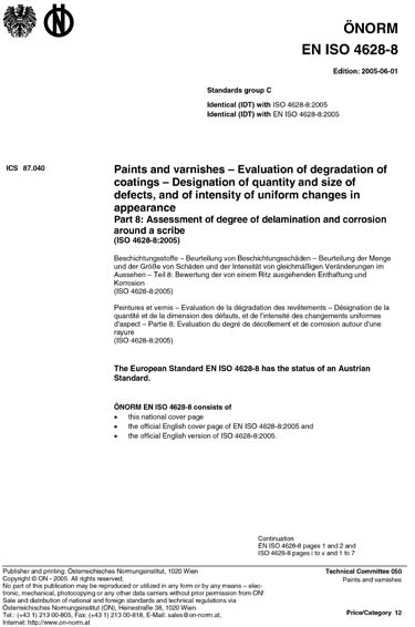 ONORM EN ISO 4628-8:2005 - Paints and varnishes - Evaluation of ...