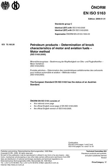 ONORM EN ISO 5163:2006 - Petroleum products - Determination of knock ...