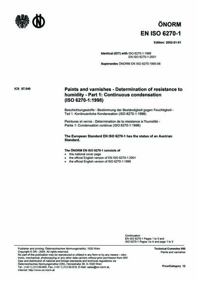 ONORM EN ISO 6270-1:2002 - Paints and varnishes - Determination of ...