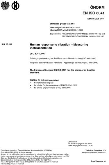 ONORM EN ISO 8041:2005 - Human response to vibration - Measuring ...
