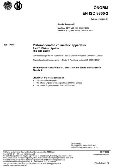 ONORM EN ISO 8655-2:2003 - Piston-operated volumetric apparatus - Part ...
