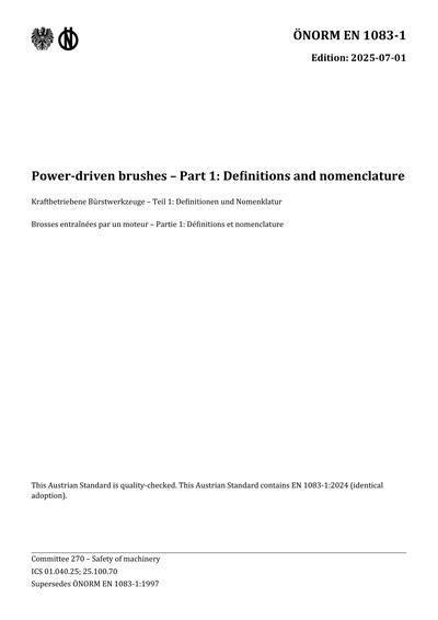 ONORM EN 1083-1:2025 - Power-driven brushes - Part 1: Definitions and ...