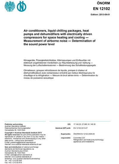ONORM EN 12102:2013 - Air conditioners, liquid chilling packages, heat ...