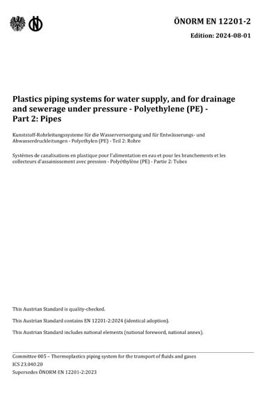 ONORM EN 12201-2:2024 - Plastics piping systems for water supply, and ...