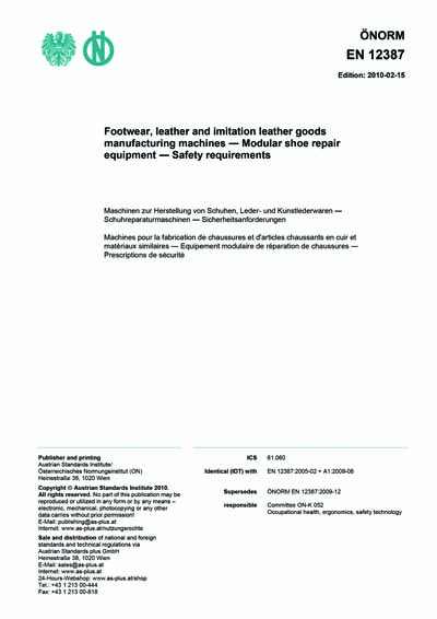 ONORM EN 12387:2010 - Footwear, leather and imitation leather goods ...