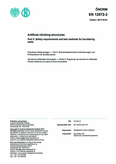 ONORM EN 12572-2:2017 - Artificial climbing structures - Part 2: Safety ...