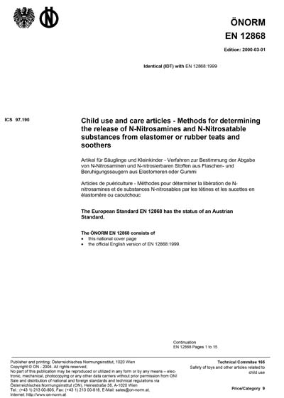 ONORM EN 12868:2000 - Child use and care articles - Methods for ...