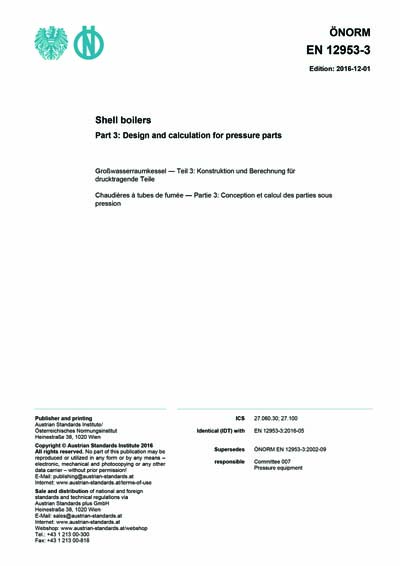 ONORM EN 12953-3:2016 - Shell boilers - Part 3: Design and calculation ...