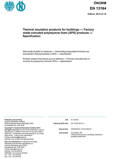 ONORM EN 13164:2013 - Thermal insulation products for buildings ...