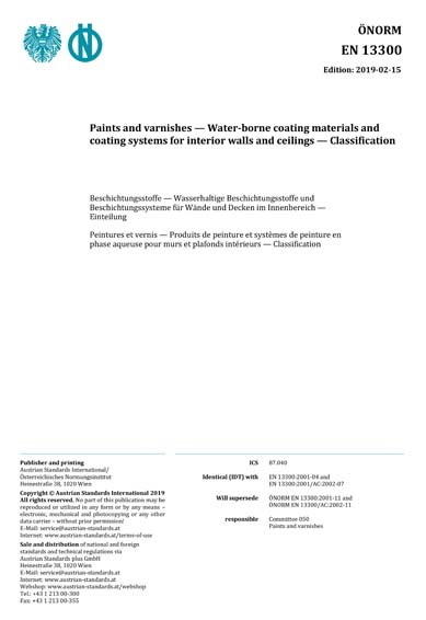 ONORM EN 13300:2019 - Paints and varnishes - Water-borne coating ...