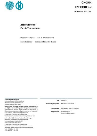 ONORM EN 13383-2:2019 - Armourstone - Part 2: Test methods