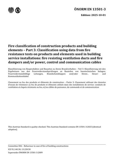 ONORM EN 13501-3:2025 - Fire classification of construction products ...