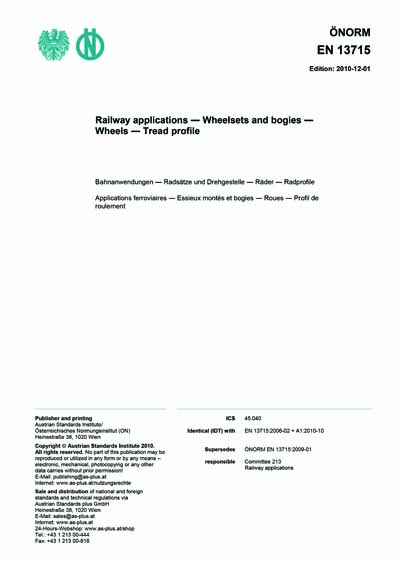 ONORM EN 13715:2010 - Railway applications - Wheelsets and bogies ...