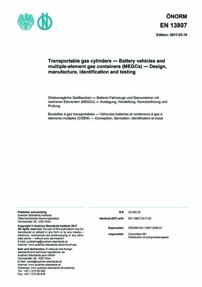 ONORM EN 13807:2017 - Transportable gas cylinders - Battery vehicles ...