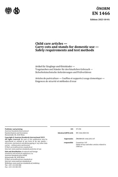 ONORM EN 1466:2023 - Child care articles - Carry cots and stands for ...
