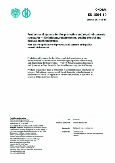 ONORM EN 1504-10:2017 - Products and systems for the protection and ...
