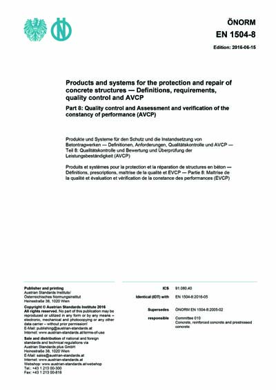 ONORM EN 1504-8:2016 - Products and systems for the protection and ...