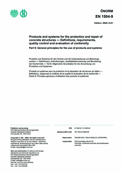 ONORM EN 1504-9:2008 - Products and systems for the protection and ...