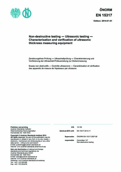 ONORM EN 15317:2014 - Non-destructive testing - Ultrasonic testing ...