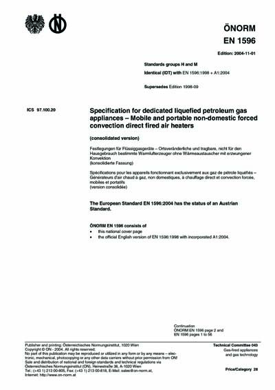 ONORM EN 1596:2004 - Specification for dedicated liquefied petroleum ...