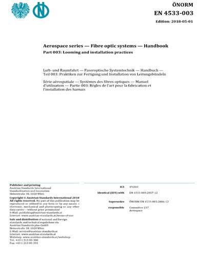 ONORM EN 4533-003:2018 - Aerospace series - Fibre optic systems ...