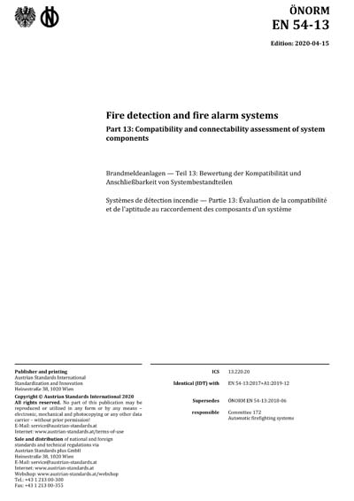 ONORM EN 54-13:2020 - Fire detection and fire alarm systems - Part 13 ...
