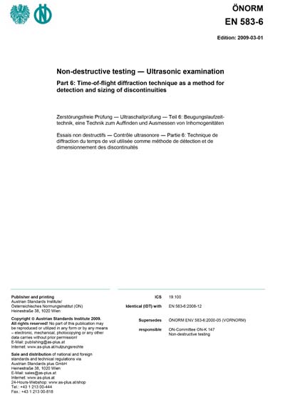 ONORM EN 583-6:2009 - Non-destructive testing - Ultrasonic examination ...