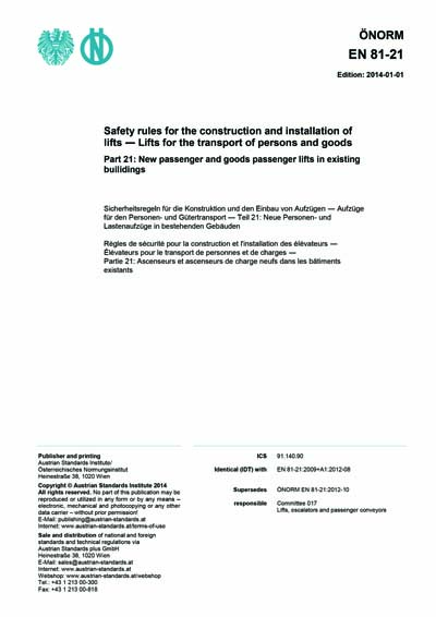 ONORM EN 81-21:2014 - Safety rules for the construction and ...