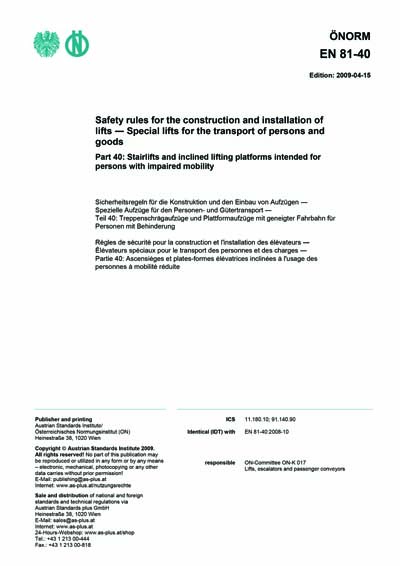 ONORM EN 81-40:2009 - Safety rules for the construction and ...
