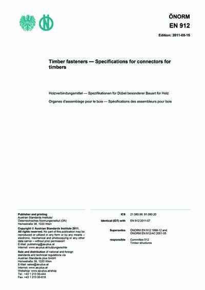 ONORM EN 912:2011 - Timber fasteners - Specifications for connectors ...