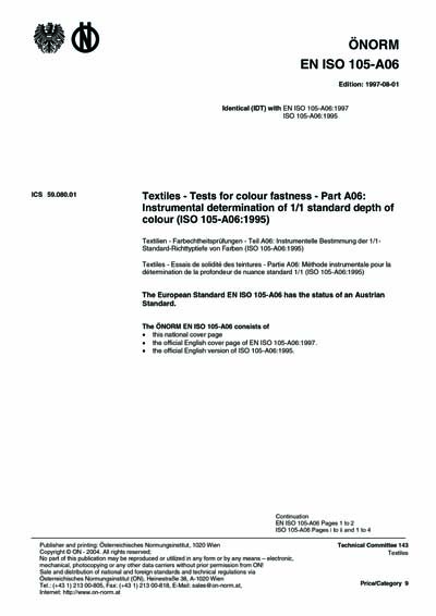 ONORM EN ISO 105-A06:1997 - Textiles - Tests for colour fastness - Part ...