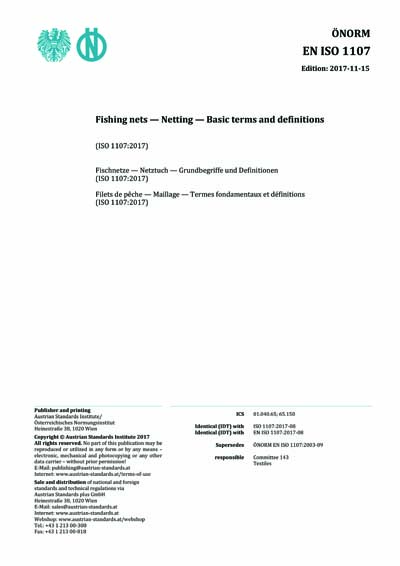 ONORM EN ISO 1107:2017 - Fishing nets - Netting - Basic terms and ...