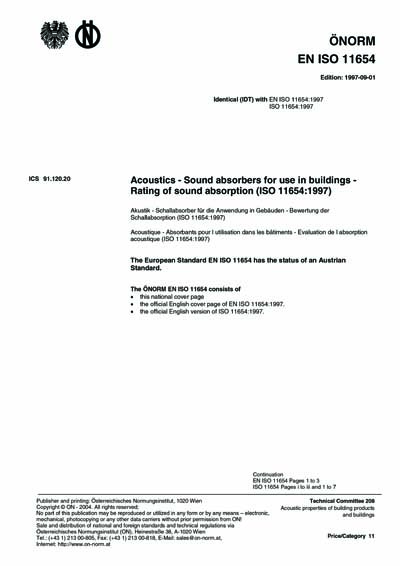ONORM EN ISO 11654:1997 - Acoustics - Sound absorbers for use in ...