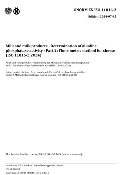 ONORM EN ISO 11816-2:2024 - Milk and milk products - Determination of ...