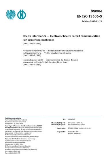 ONORM EN ISO 13606-5:2019 - Health informatics - Electronic health ...