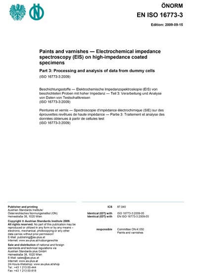 ONORM EN ISO 16773-3:2009 - Paints and varnishes - Electrochemical ...