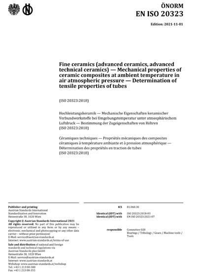 ONORM EN ISO 20323:2021 - Fine ceramics (advanced ceramics, advanced ...