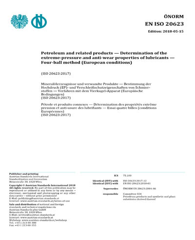 ONORM EN ISO 20623:2018 - Petroleum and related products ...