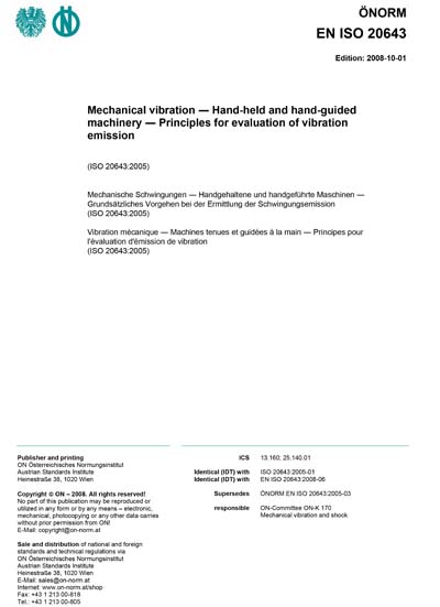 ONORM EN ISO 20643:2008 - Mechanical vibration - Hand-held and hand ...