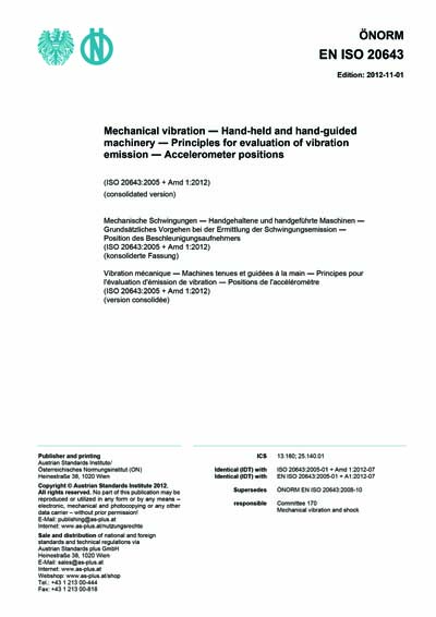 ONORM EN ISO 20643:2012 - Mechanical vibration - Hand-held and hand ...