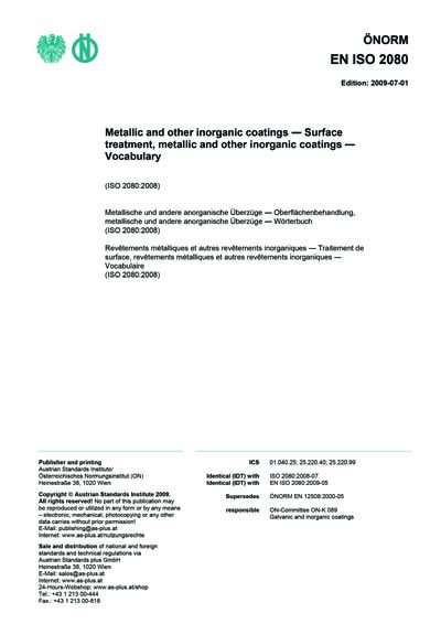 ONORM EN ISO 2080:2009 - Metallic and other inorganic coatings ...