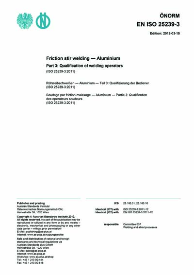 ONORM EN ISO 25239-3:2012 - Friction stir welding - Aluminium - Part 3 ...