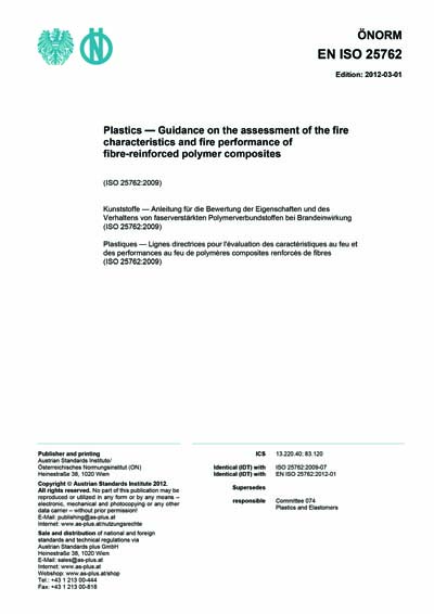 ONORM EN ISO 25762:2012 - Plastics - Guidance on the assessment of the ...
