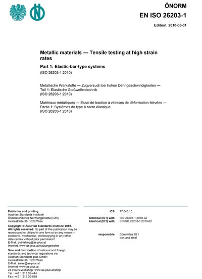 ONORM EN ISO 26203-1:2010 - Metallic materials - Tensile testing at ...